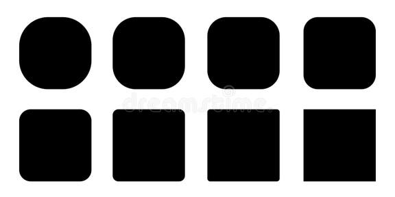Squares Set with Rounded Borders and Corners in Various Styles ...