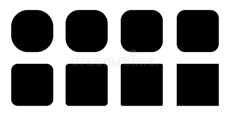 Squares Set with Rounded Borders and Corners in Various Styles ...