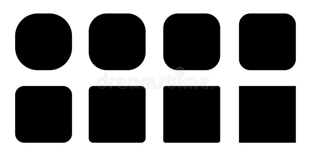 Squares Set with Rounded Borders and Corners in Various Styles ...