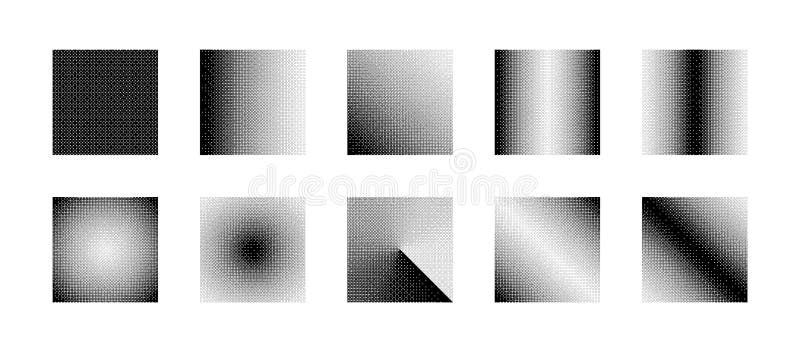 Squares with Various Bitmap Dither Gradient Vector Set Isolated on ...