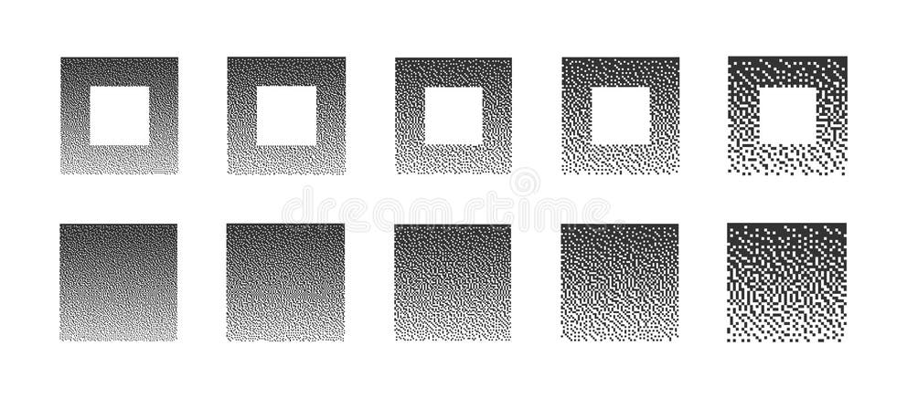 Squares with Various Resolution of Bitmap Dither Gradient Vector Set on ...