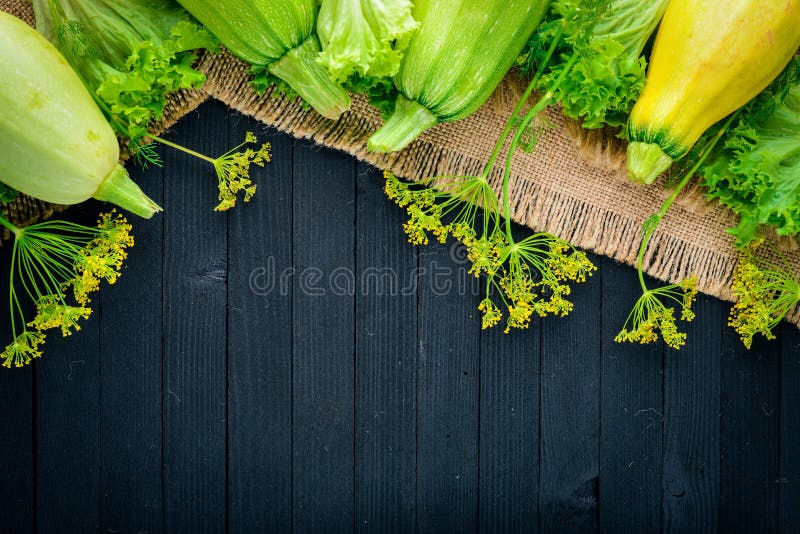 Squash and Herbs. Raw Vegetables Top View Stock Image - Image of ...