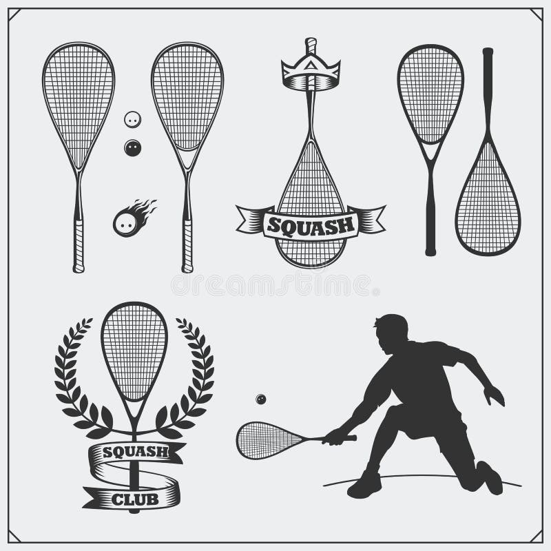 Squash Labels, Emblems, Badges, Design Elements and Silhouette of ...