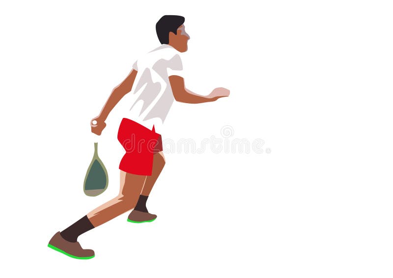Squash player in action. stock vector. Illustration of flat - 376596601