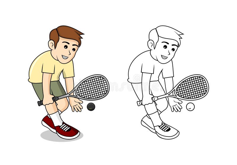 Squash Player Cartoon Design Illustration Stock Vector - Illustration ...