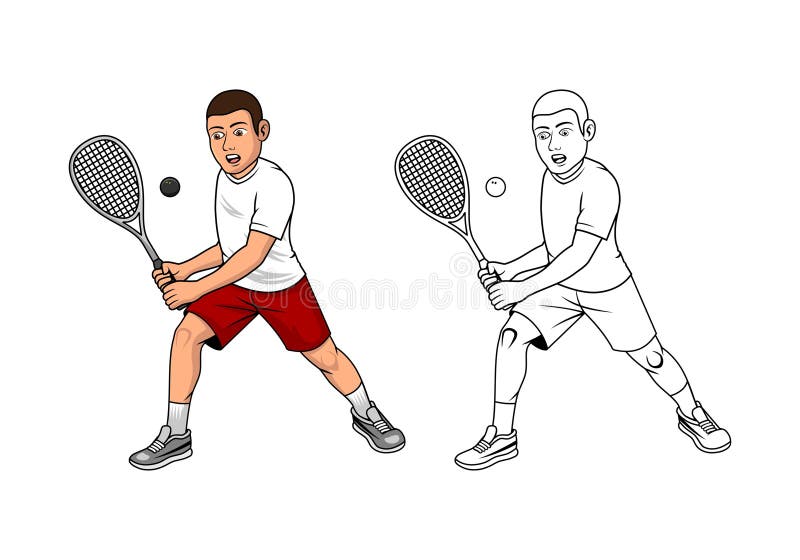 Squash Player Cartoon Design Illustration Stock Vector - Illustration ...