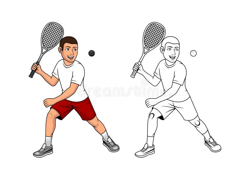 Squash Player Cartoon Design Illustration Stock Vector - Illustration ...