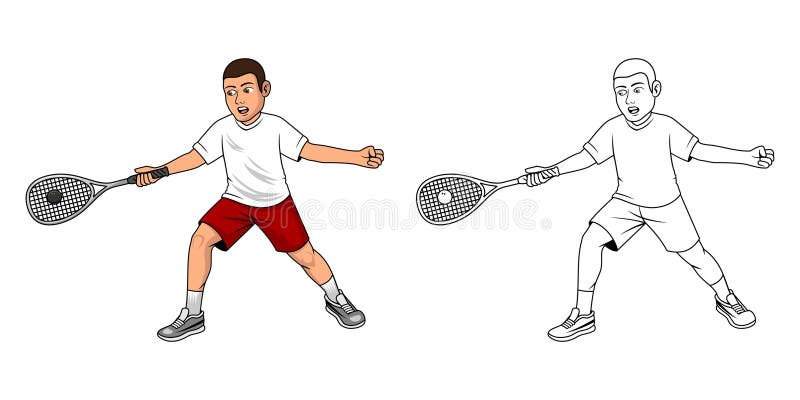 Squash Player Cartoon Design Illustration Stock Vector - Illustration ...