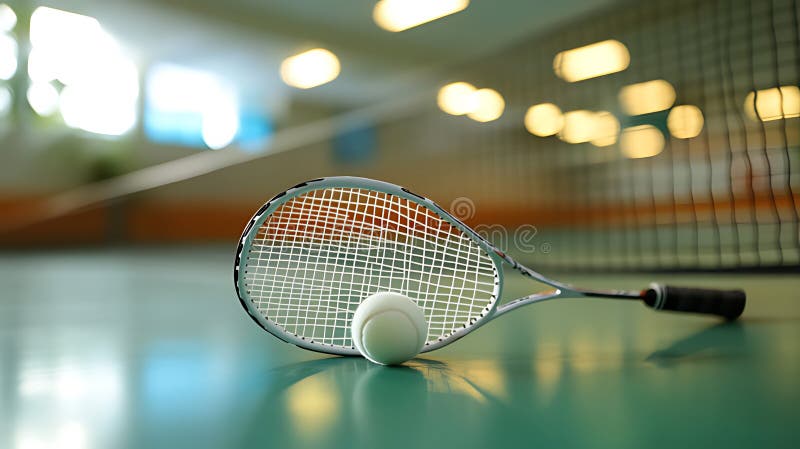 Squash Racket and Ball on Court Stock Illustration - Illustration of ...
