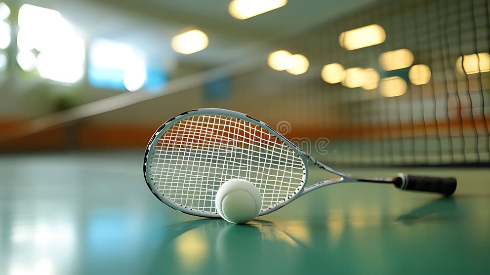 Squash Racket and Ball on Court Stock Illustration - Illustration of ...