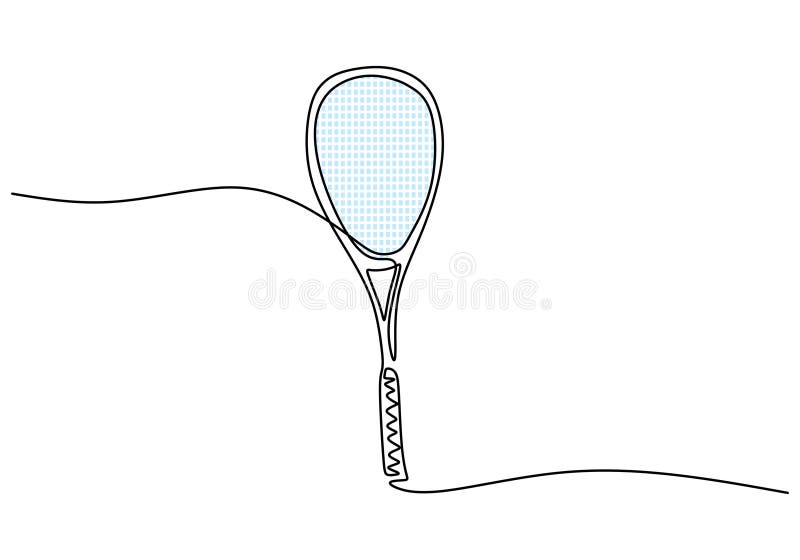 Squash Racket One Line Drawing: Continuous Hand Drawn Sport Theme Stock ...