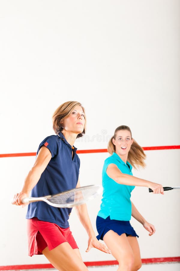 Squash Racket Sport in Gym, Women Competition Stock Image - Image of ...