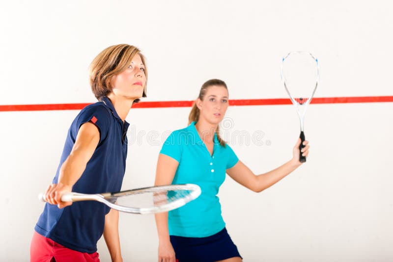 Squash Racket Sport in Gym, Women Competition Stock Image - Image of ...