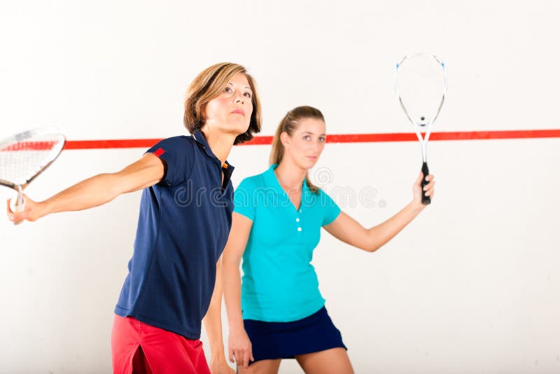 Squash Racket Sport in Gym, Women Competition Stock Photo - Image of ...