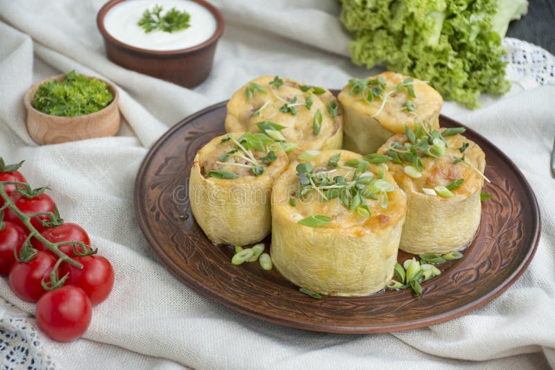 Squash Stuffed with Minced Meat, Vegetables and Sprinkled with Hard ...