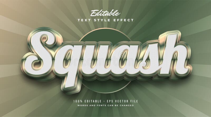 Squash Text Style with Embossed and Glossy Effect Stock Vector ...