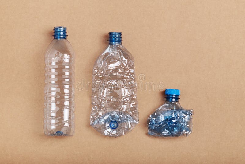 Squashed Empty Plastic Bottle Collected To Recycling Stock Image ...