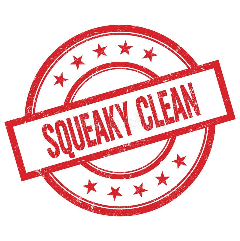 SQUEAKY CLEAN Text Written on Red Vintage Round Stamp Stock ...
