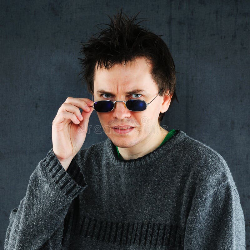 Squeamish man. stock image. Image of sunglasses, looking - 42524437