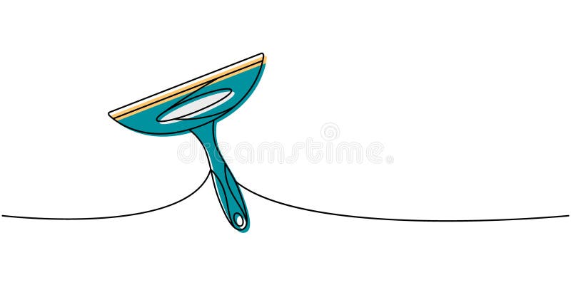 Squeegee Cleaning Glass One Line Colored Continuous Drawing. Cleaning ...