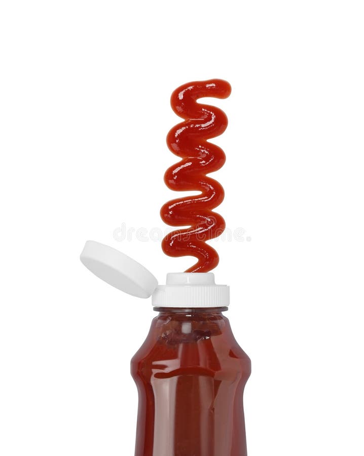 Squeezed Ketchup from Bottle Isolated on White, Top View Stock Image ...