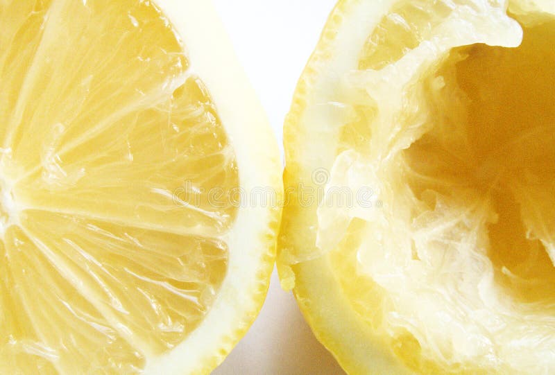 Squeezed Lemon, Cut in Half Stock Photo - Image of refreshing, seeds ...