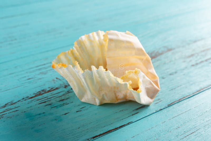 Squeezed Paper for Cup Cake on Blue Stock Image - Image of cupcake ...
