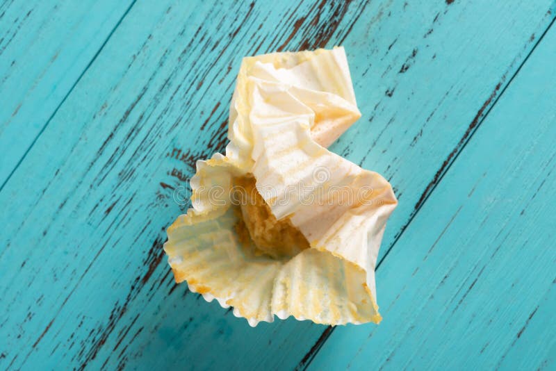Squeezed Paper for Cup Cake on Blue Stock Image - Image of cupcake ...