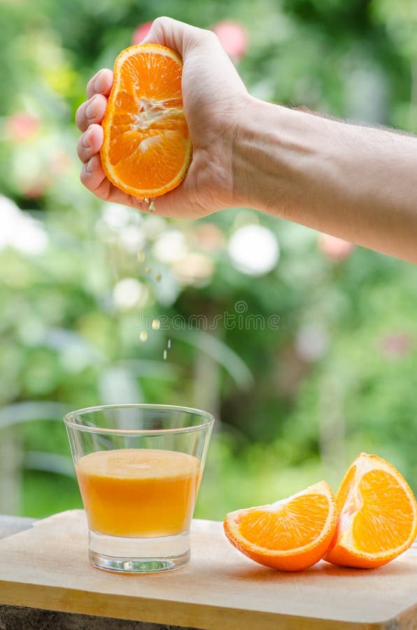 Squeezing Fresh Orange Juice Stock Image - Image of natural, glass ...