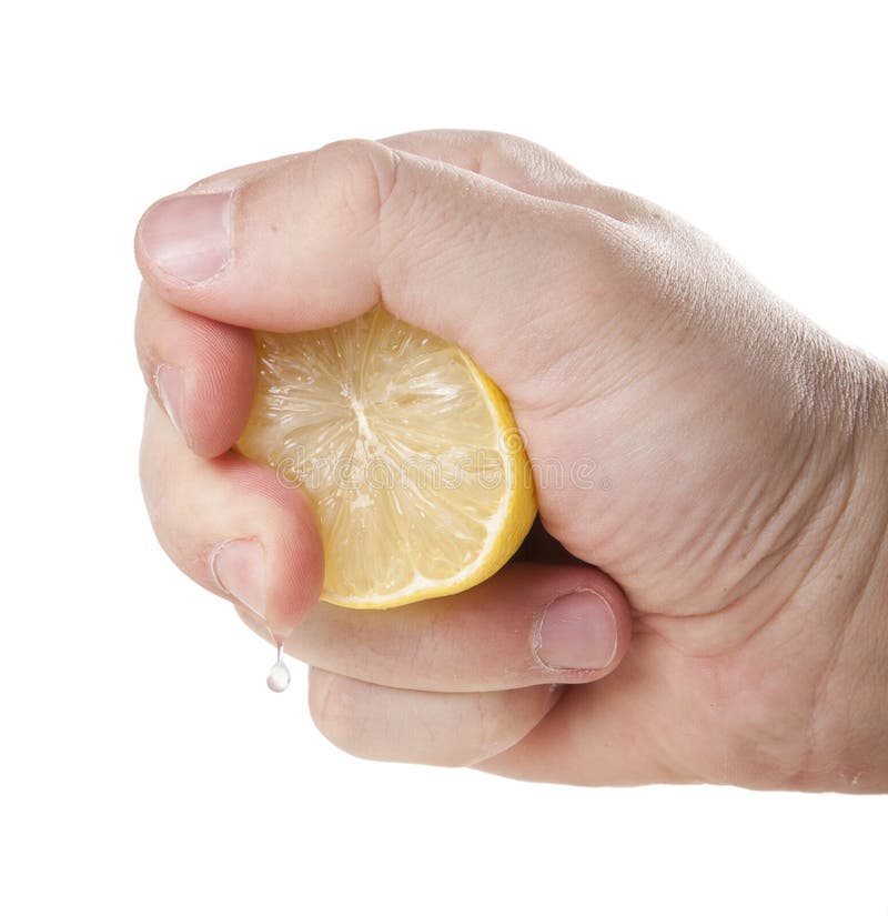 Squeezing Lemon In Hand And Drop Stock Photo - Image of finger ...
