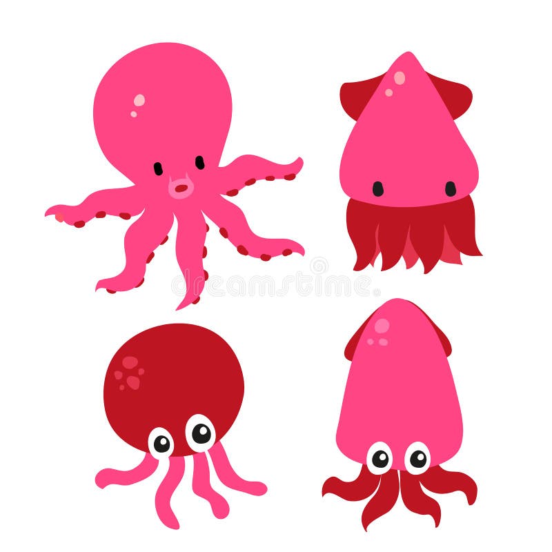 Squid Character Vector Design Stock Vector - Illustration of design ...
