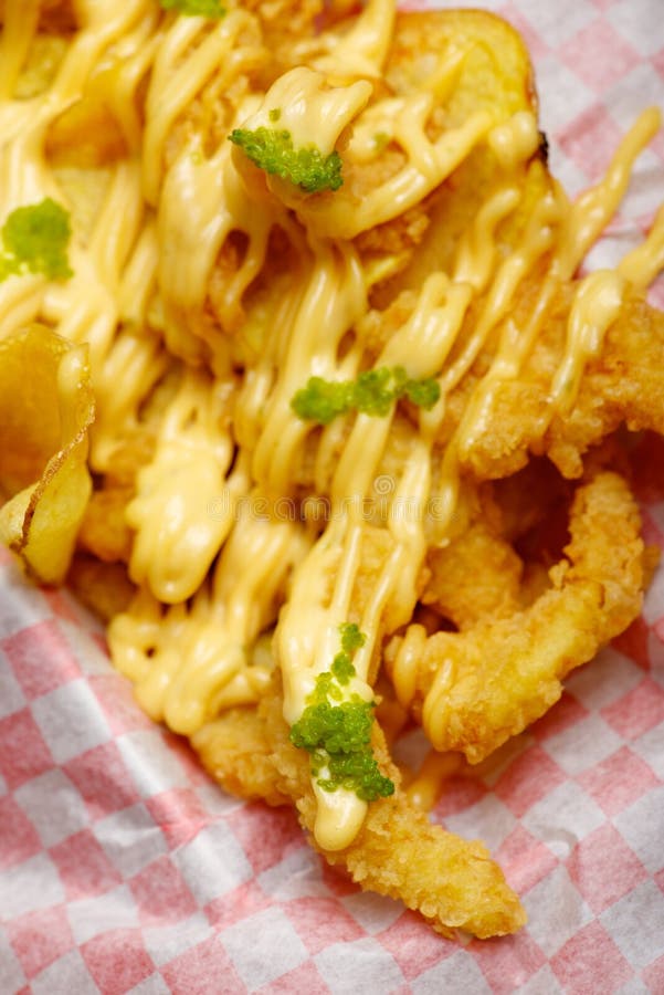 Squid and chips stock image. Image of chips, eating - 168224555