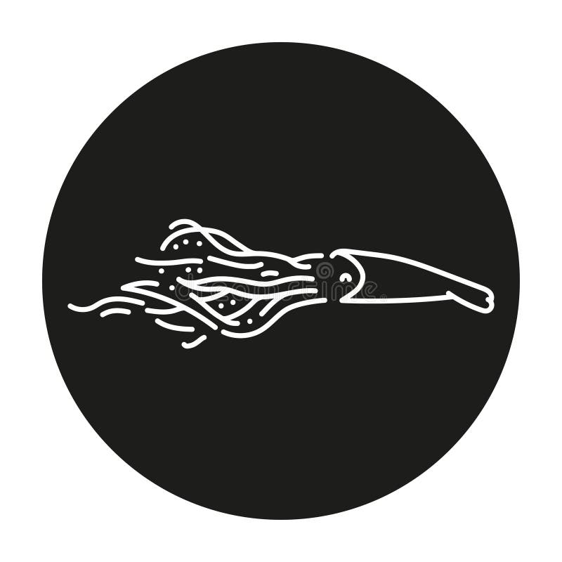 Squid Color Line Illustration. Ocean Fishes Stock Vector - Illustration ...