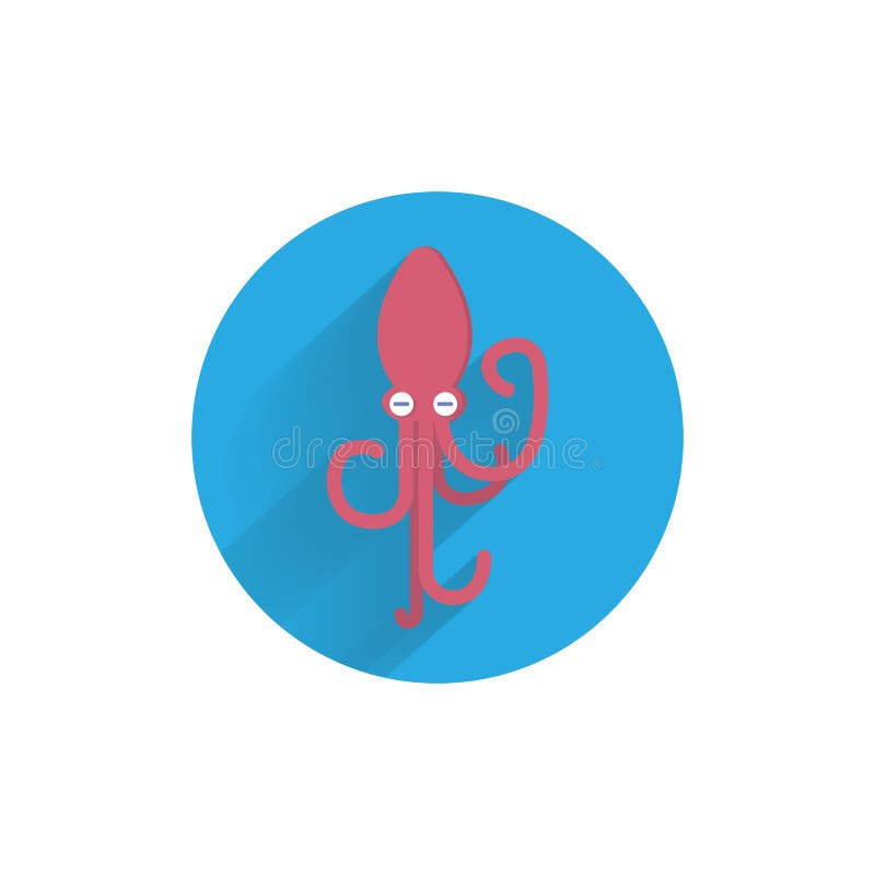 Squid Colorful Flat Icon with Shadow. Stock Vector - Illustration of ...