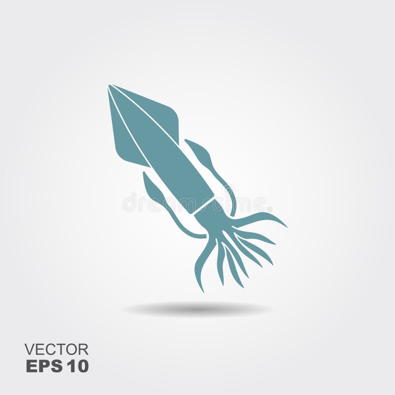 Squid. Flat vector icon stock vector. Illustration of calamari - 106541231