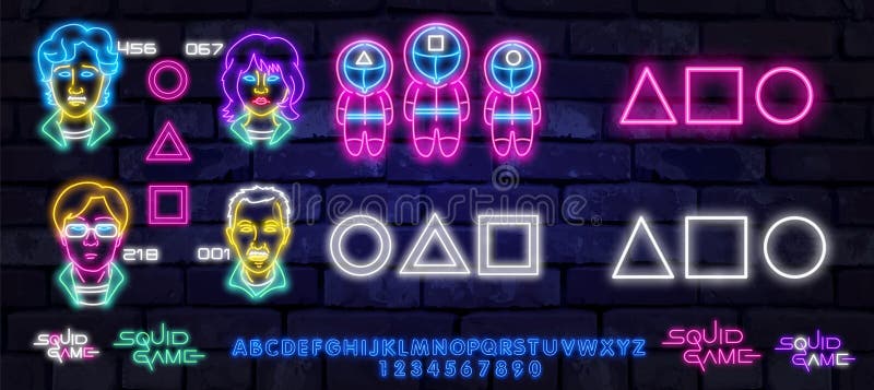 Neon Illustration Squid Game Card Visit Design. SQUIDGAME FULL Vector ...