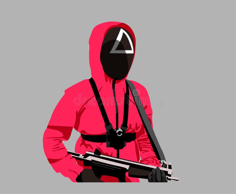 Squid Game Design Clothes Pink Triangle Shape with Weapon Vector ...