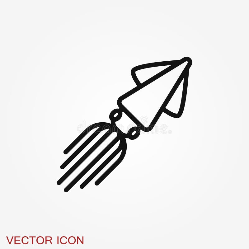 Squid Icon. Vector Isolated Black and White Illustration Stock Vector ...