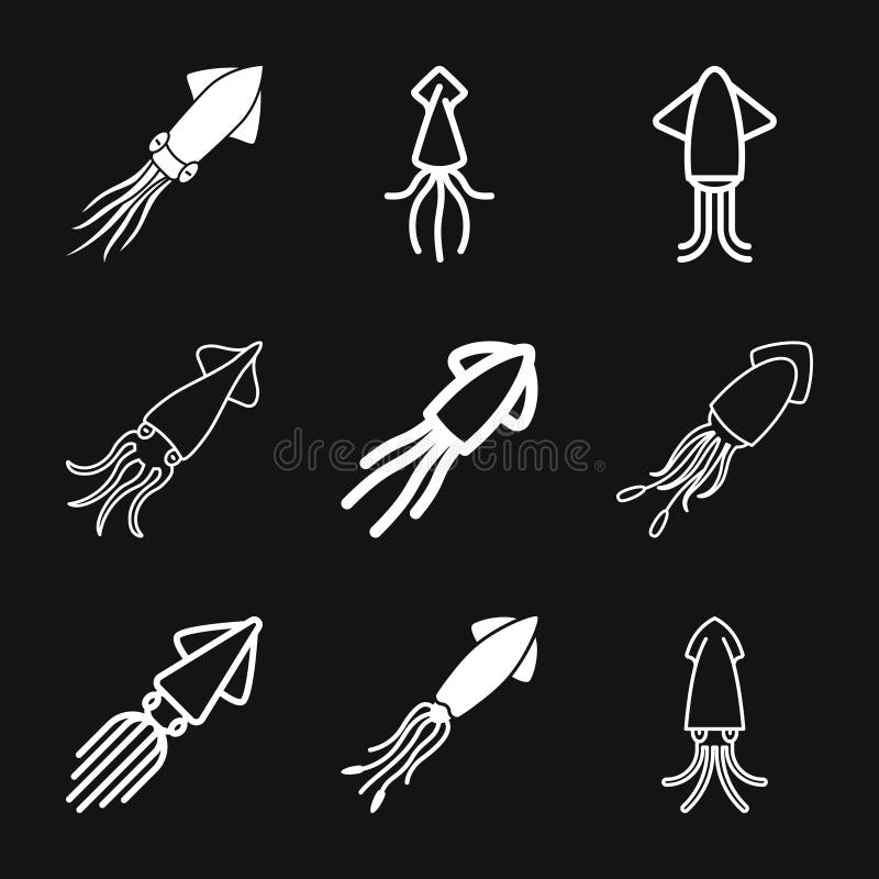 Squid Icon. Vector Isolated Black and White Illustration Stock Vector ...