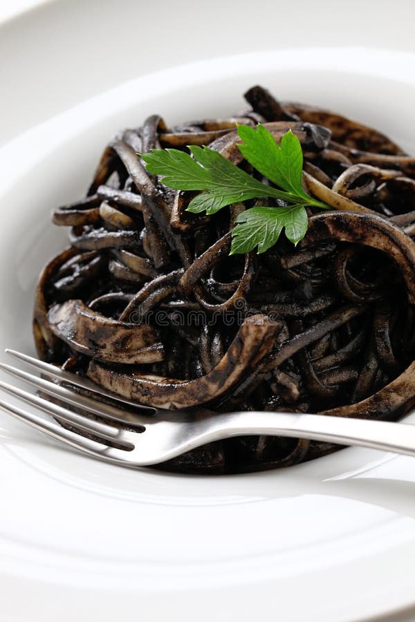 Squid ink pasta stock photo. Image of gourmet, squid - 26209402