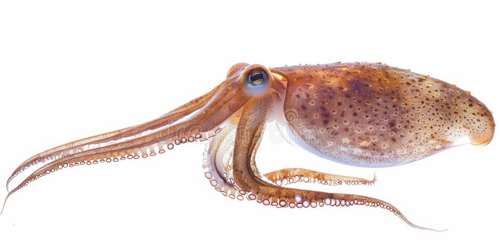 A Squid Laying Down on a White Surface, Suitable for Marine Life ...