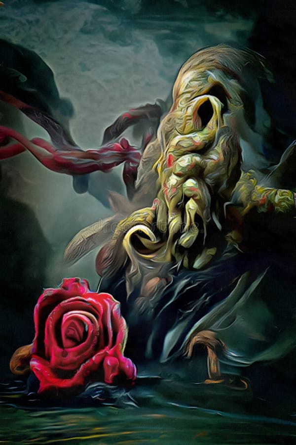 Squid Monster with Rose stock illustration. Illustration of illustrated ...