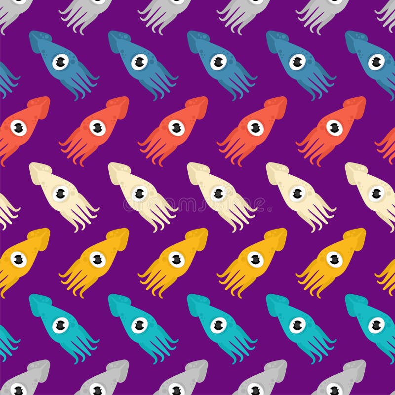 Squid Pattern Seamless. Cephalopod Marine Animal Background Stock ...