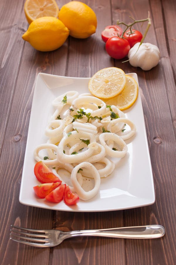 Squid rings stock photo. Image of cafe, lime, fish, salt - 5480094