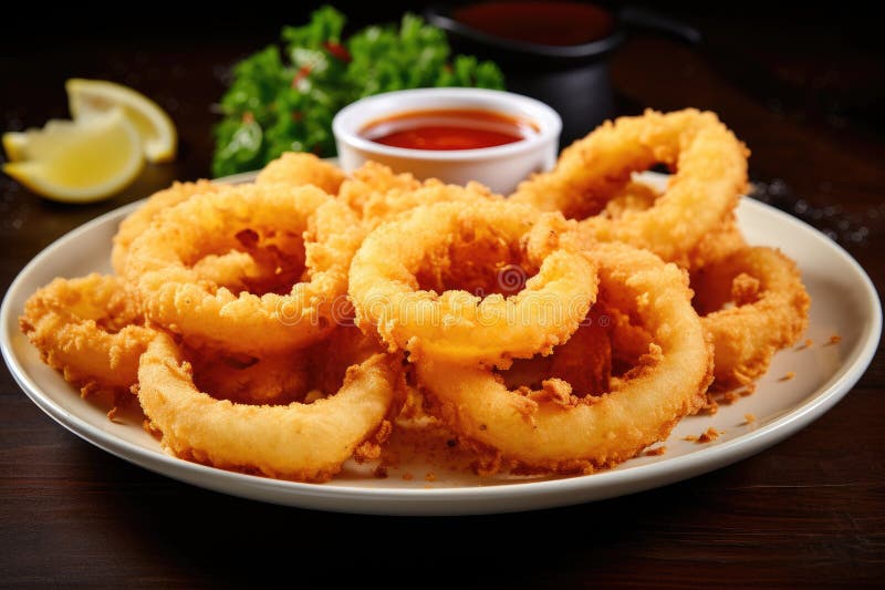 Squid Rings Deep Fried with Crispy Crust Stock Illustration ...