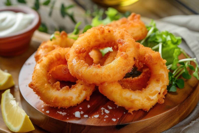 Squid Rings Deep Fried with Crispy Crust Stock Illustration ...