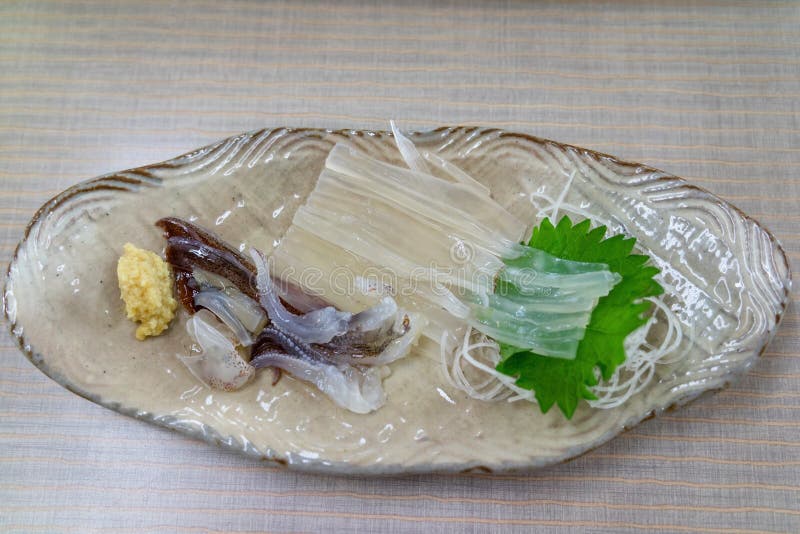 Squid Sashimi Ika-somen on a Dining Table Stock Image - Image of slice ...
