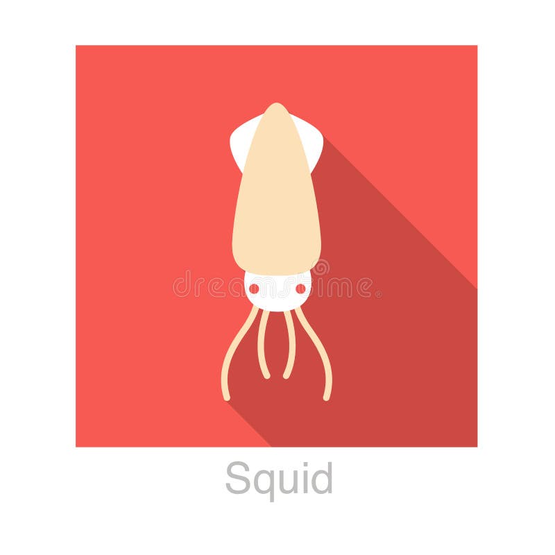 Squid Seafood Flat Icon Design Vector Illustration Stock Vector - Illustration of marine, squid ...