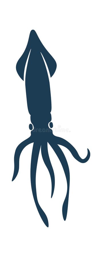 Squid Silhouette Flat Icon Seafood Shape Exotic Creature Stock Vector ...