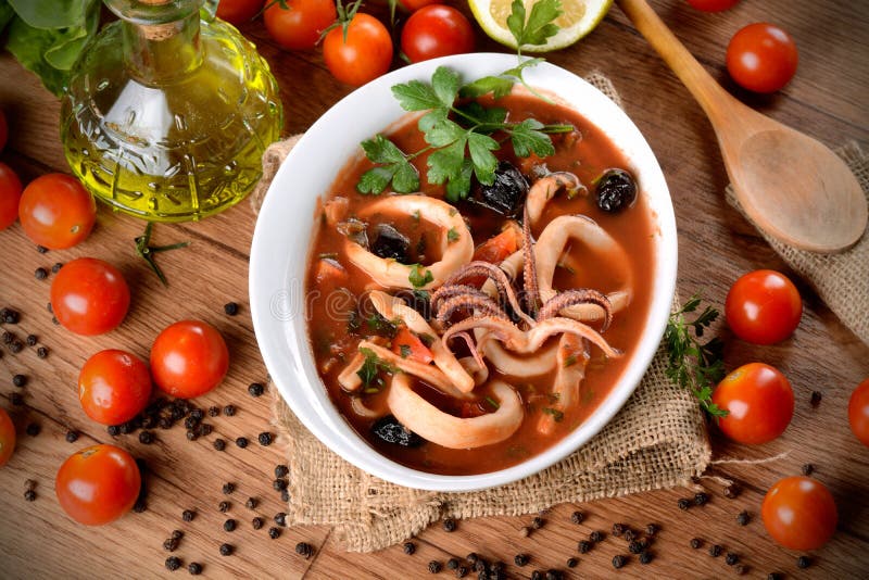 Squid soup in the bowl stock image. Image of appetizer - 57613191